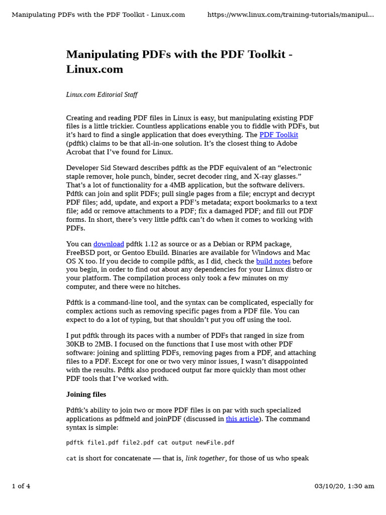 PDFTK | PDF | Computing | Computer Engineering