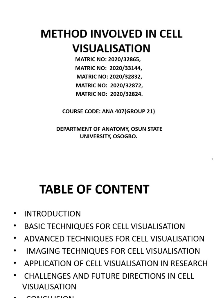 Method Involing Cell Visualisation | PDF | Microscopy | Fluorescence ...
