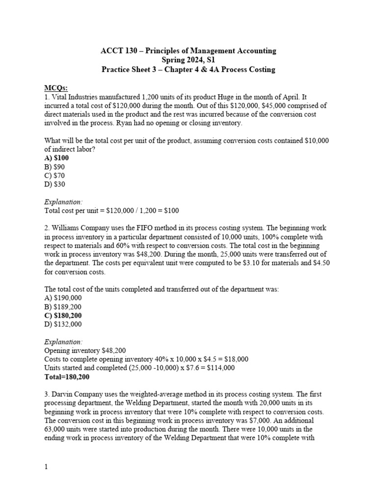 Practice Sheet 3 - CH4 - 4A Solution | PDF