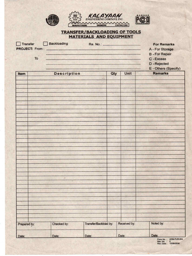 Backloading Form20221014 - 15104051 | PDF