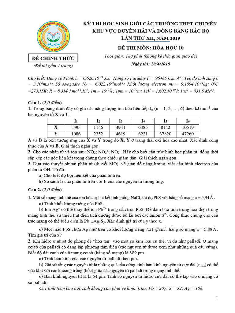 Hoa Hoc 10 - de | PDF