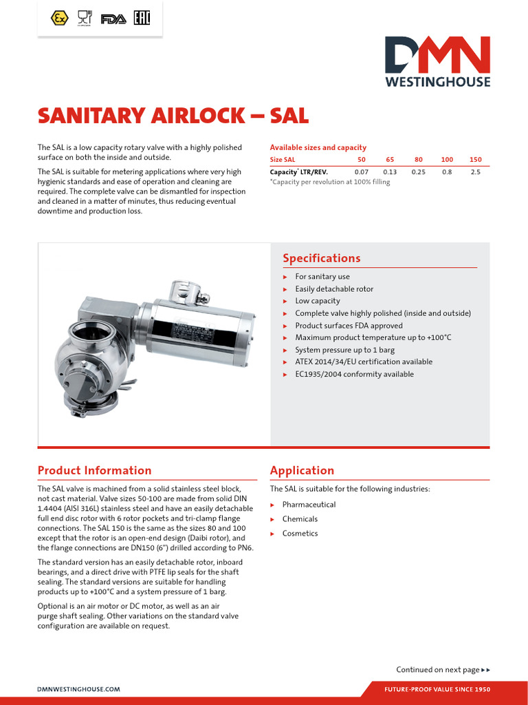 Information Leaflet Sanitairy Airlock Sal Metric DMN Westinghouse | PDF