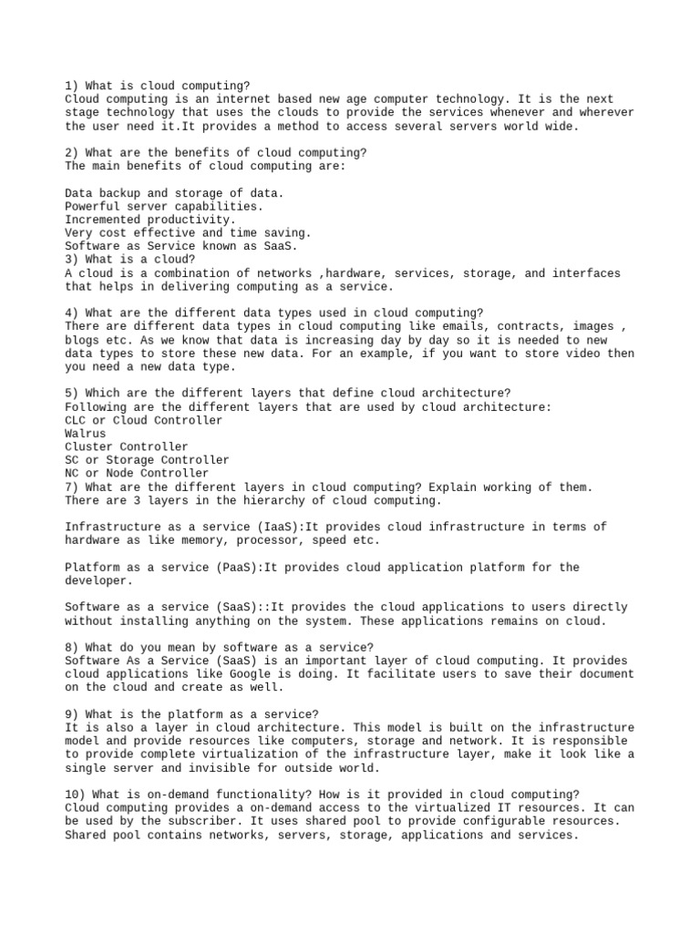 Cloud Questions | Download Free PDF | Cloud Computing | Databases