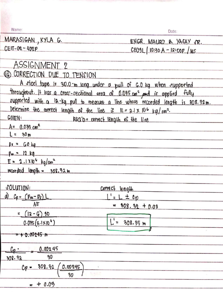 Correction Due To Tension | PDF