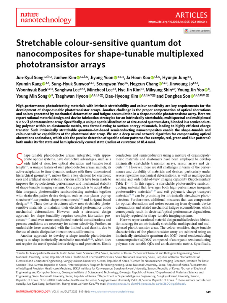 Stretchable Colour-Sensitive Quantum Dot Nanocomposites For Shape ...