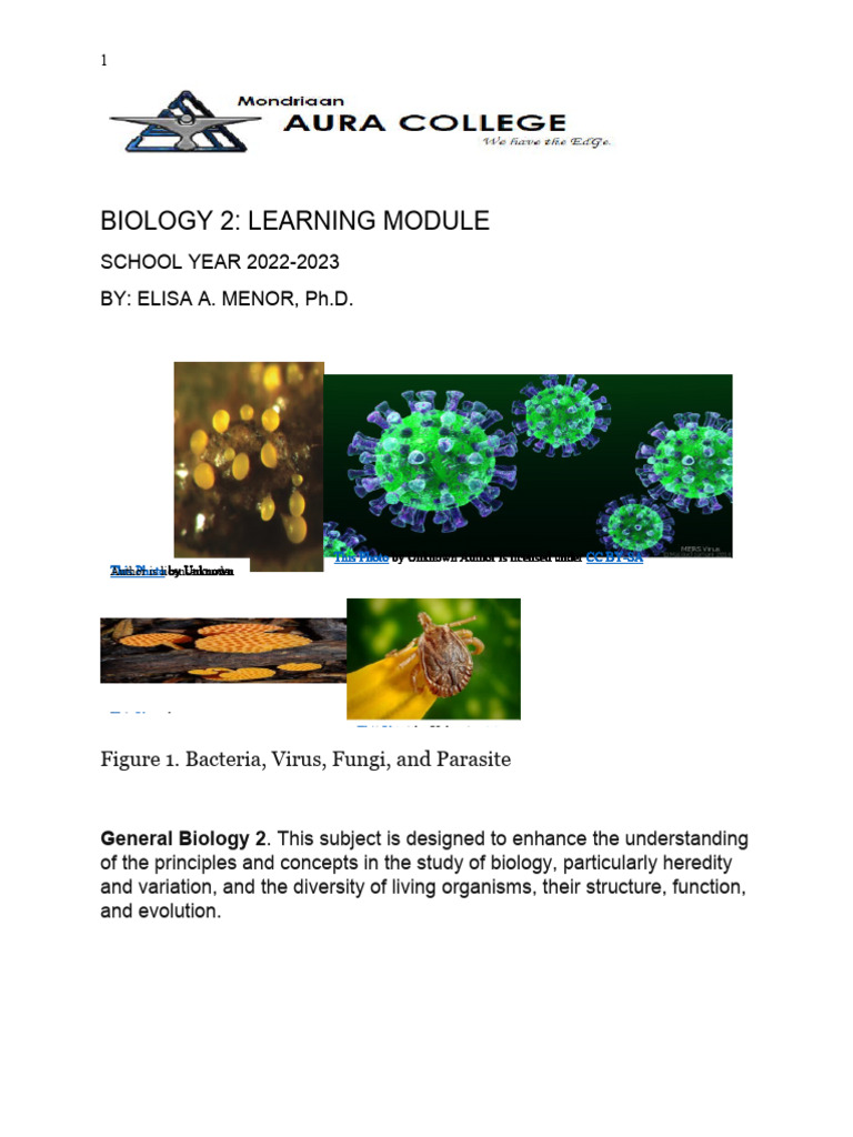Biology 2 Learning Module Weeks 1 and 2 | PDF