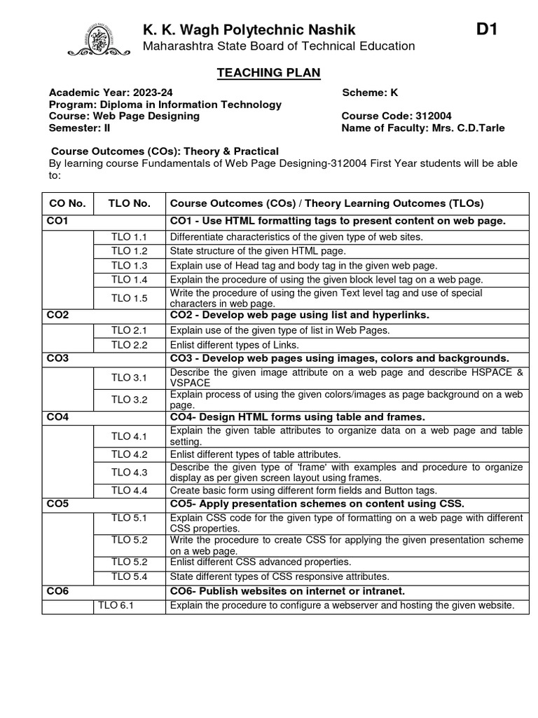 D1 If2023-24 WPD (Param) | PDF | World Wide Web | Internet & Web