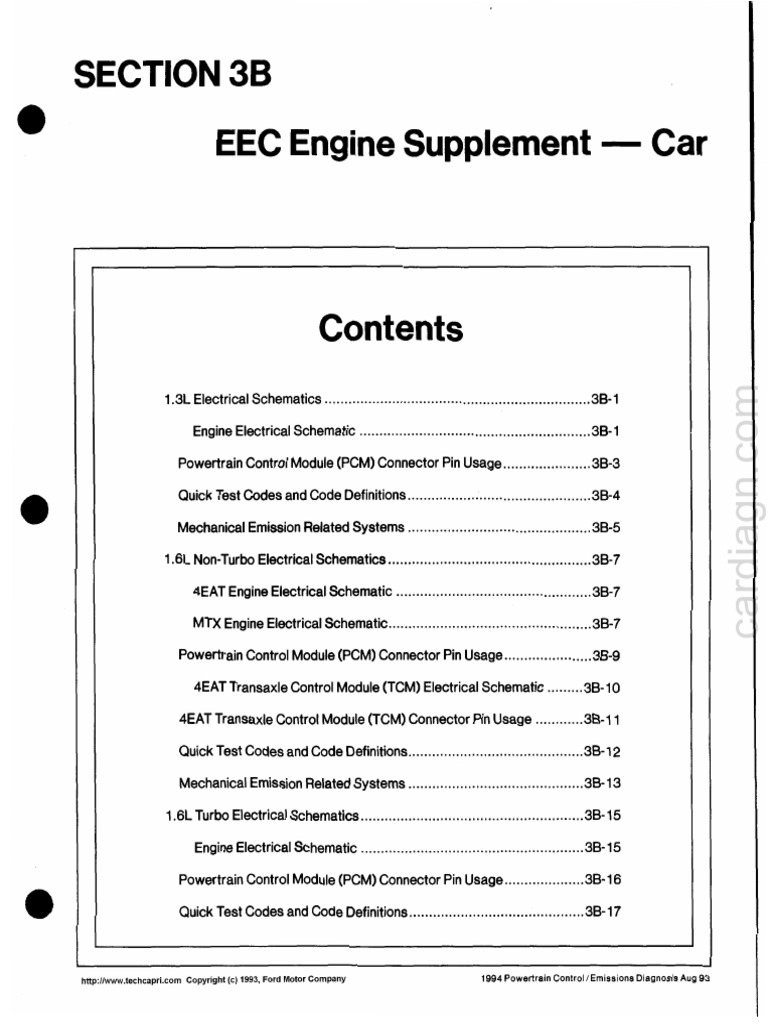 Capri 1984-1994 - EEC Engine Supplement - Car | PDF | Propulsion | Transportation Engineering