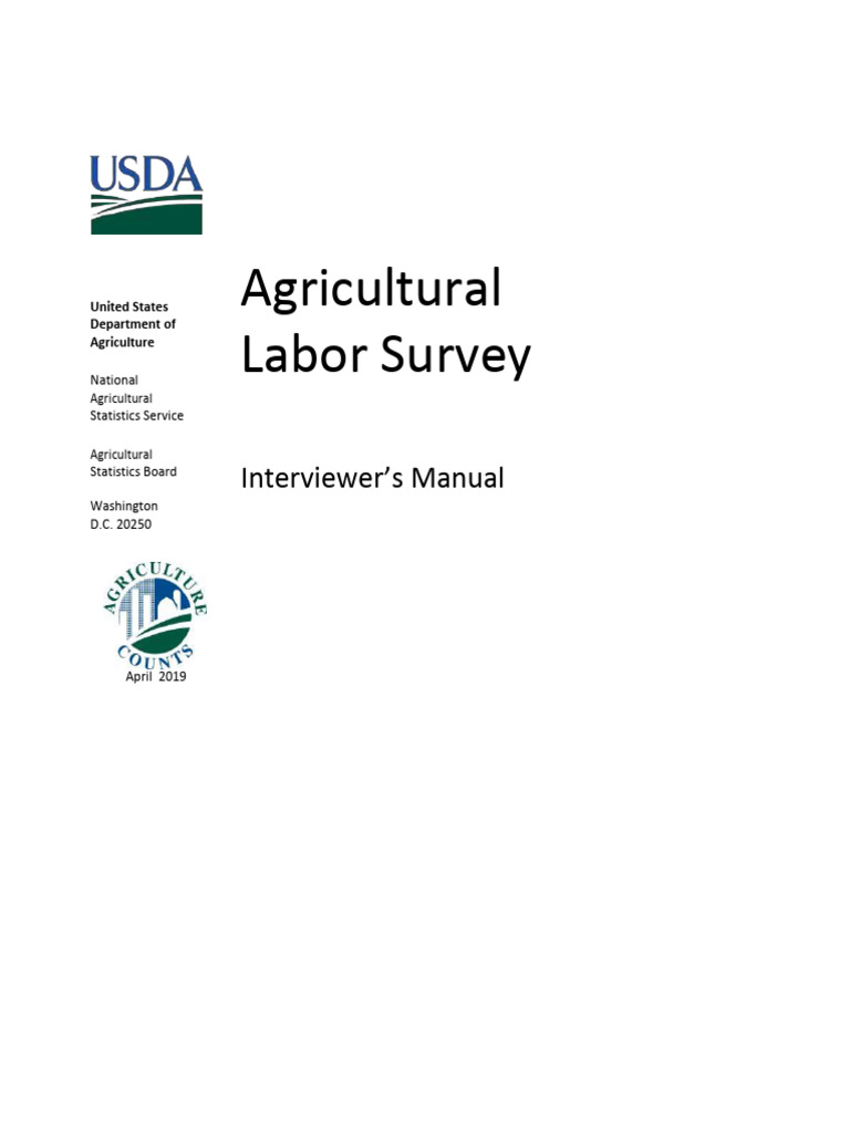 Agricultural Labor Survey: Interviewer's Manual | PDF | Survey ...