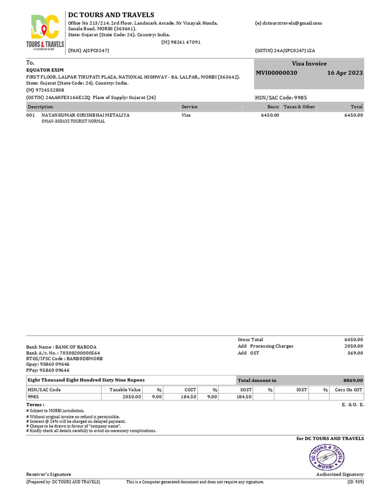 Miscellaneous Invoice (MVI00000030) | PDF