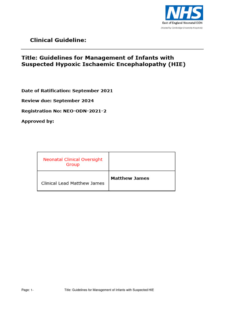 HIE Guideline | PDF | Neonatal Intensive Care Unit | Magnetic Resonance ...
