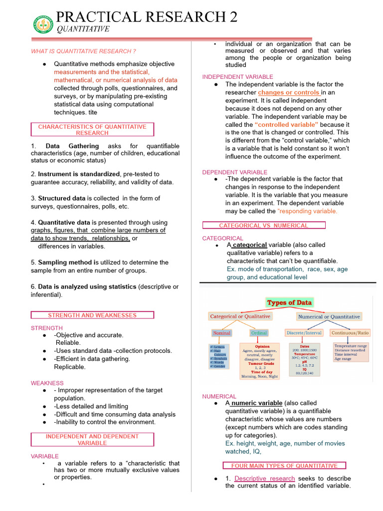 pr2 Notes | PDF | Quantitative Research | Statistics