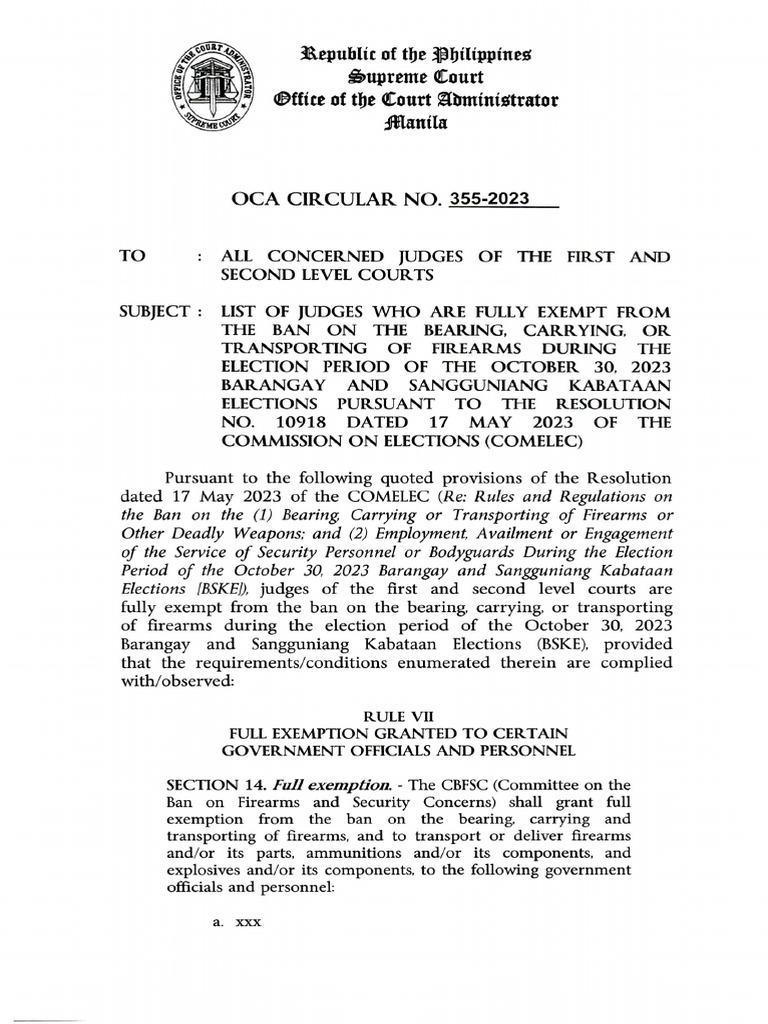 OCA Circular No. 355-2023 | PDF