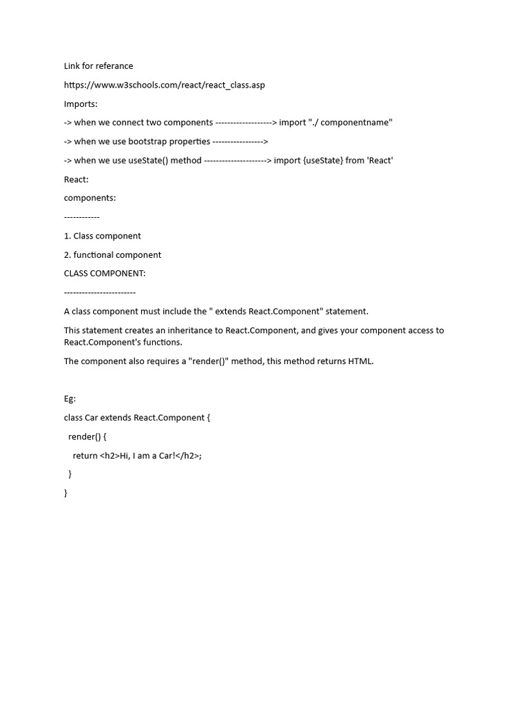 React Word Notes | PDF | Programming | Constructor (Object Oriented ... React Word Notes | PDF | Programming | Constructor (Object Oriented ...