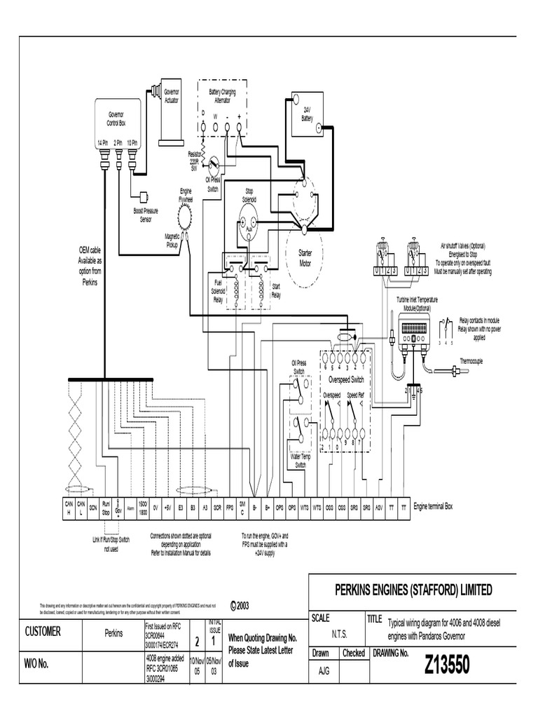 Z13550 Typical Wiring For 4006 - 8 With Pandaros Governor | PDF