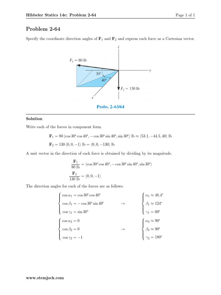 Hibbeler S14 e CH 2 P 64 | PDF | Euclidean Vector | Mathematical Physics