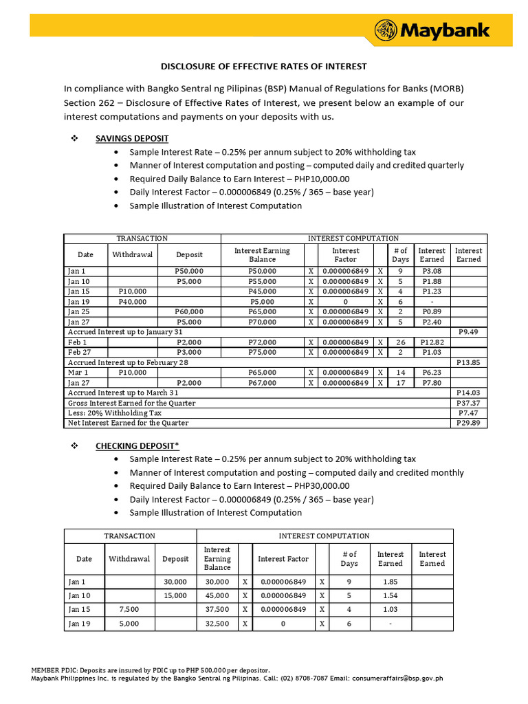 Interest Rates and Computation for Deposits | PDF | Interest | Interest ...