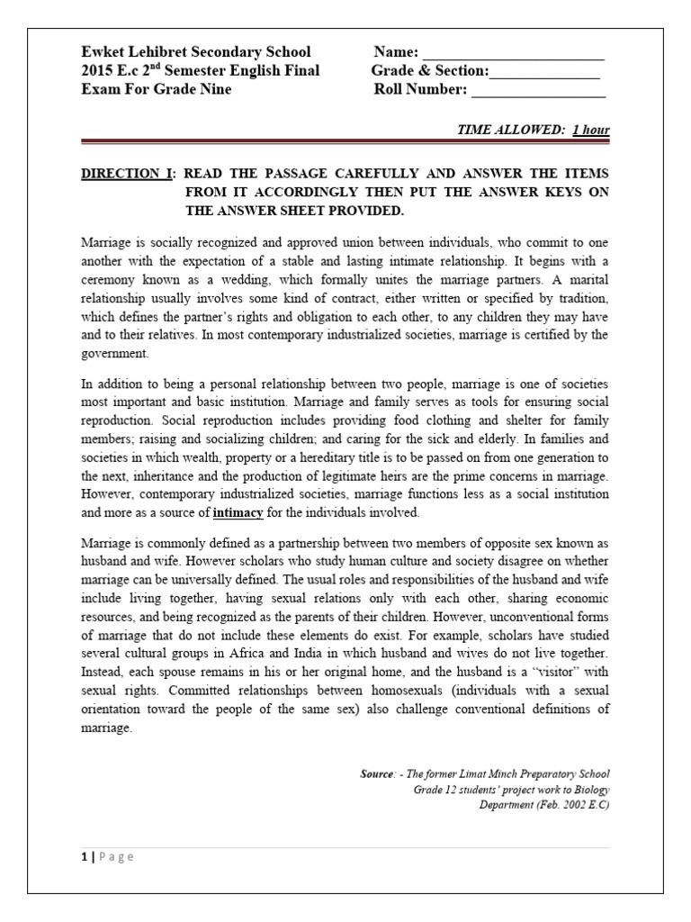 2 ND - Sem Eng. Final Exam2015Ec | PDF