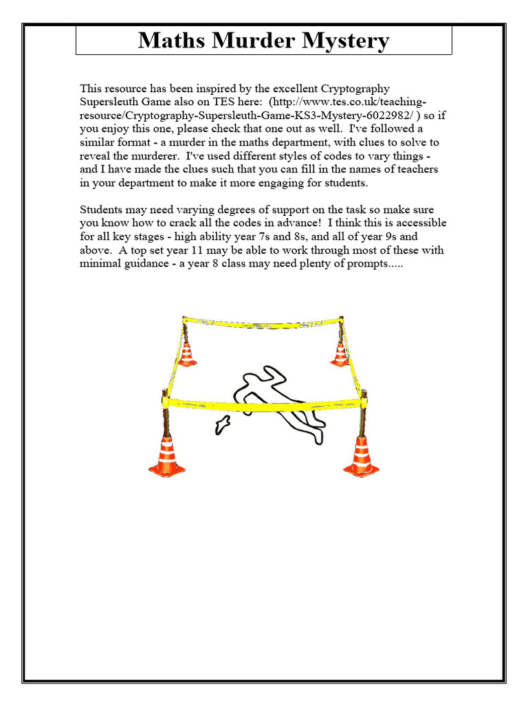 Maths Murder Mystery | PDF | Mathematics | Clothing