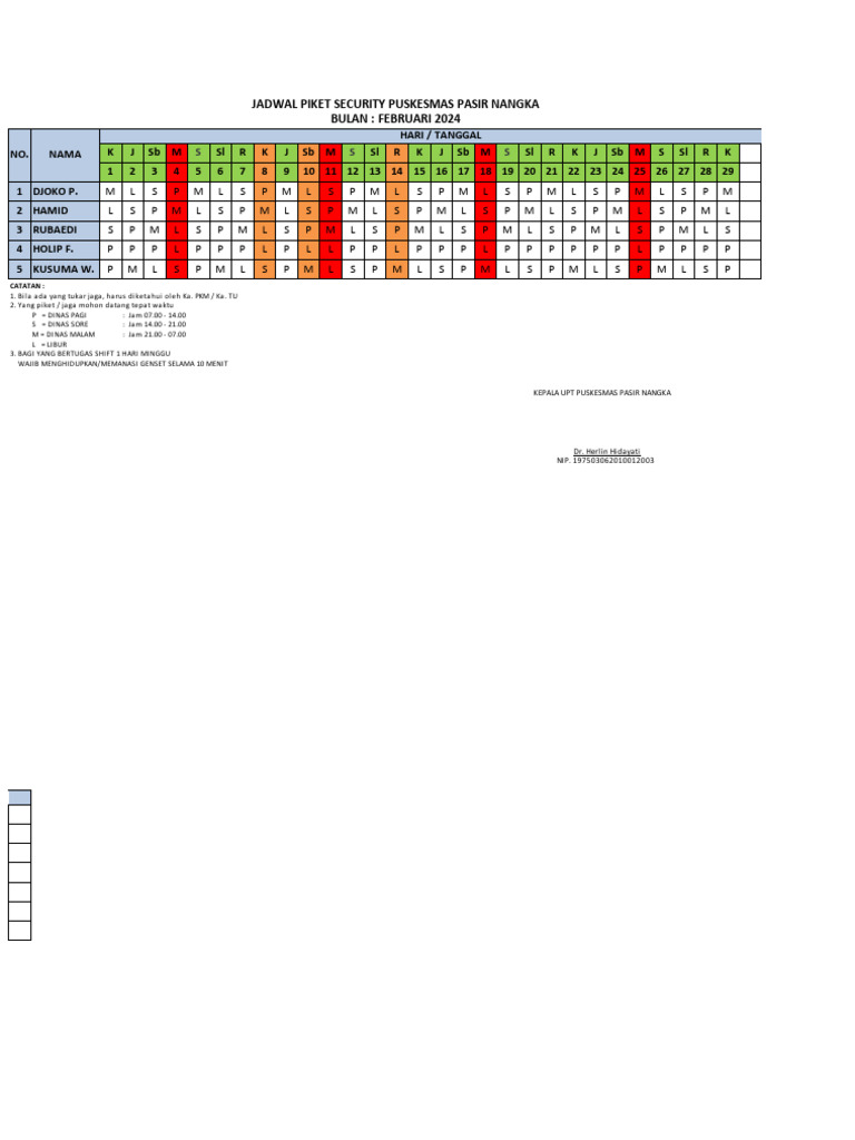 Jadwal Security | PDF