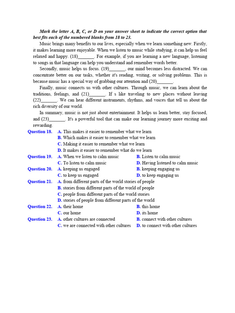 Music's Role in Learning and Focus | PDF | Behavioural Sciences | Cognition