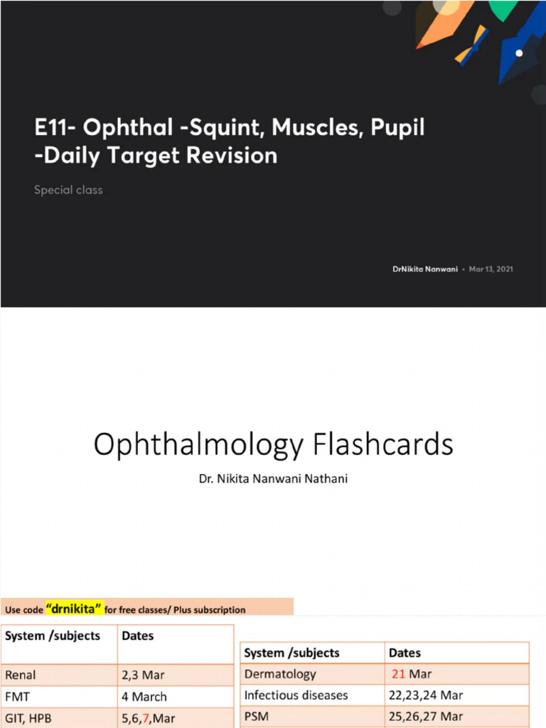 E11 Ophthal Squint Muscles Pupil Daily Target Revision With Anno | PDF