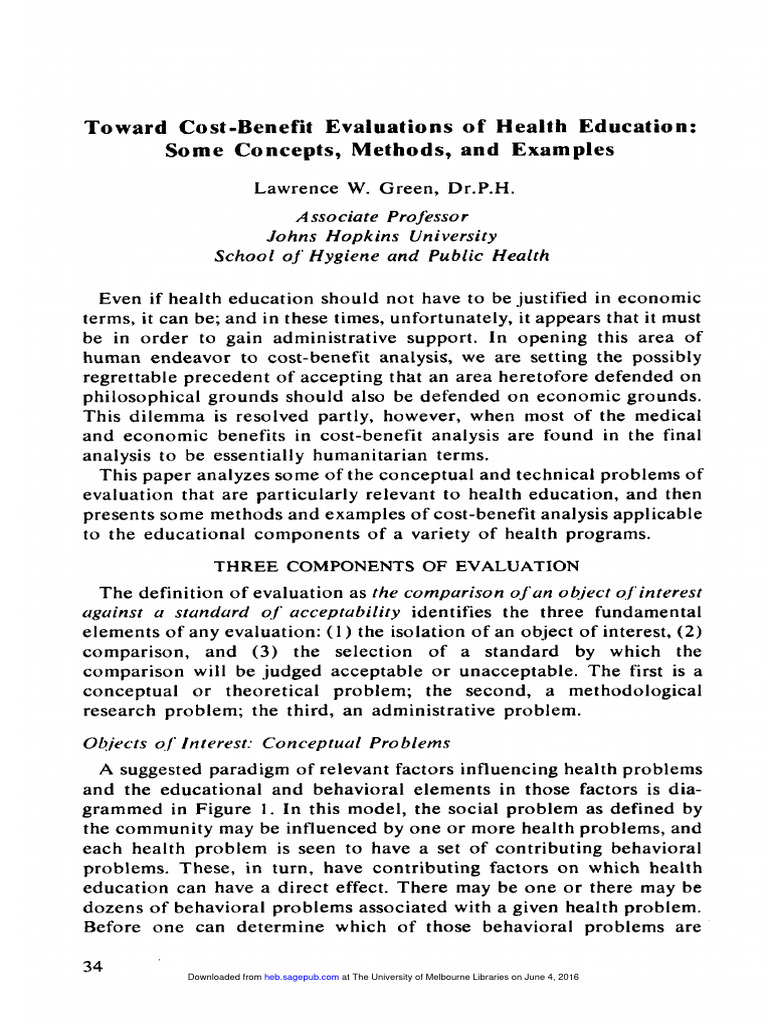 Green 1974 | PDF | Evaluation | Cost–Benefit Analysis