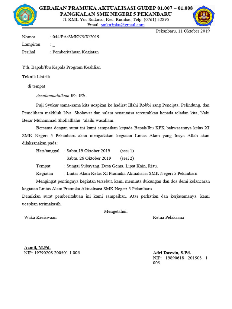 Surat Pemberitahuan Ke KPK | PDF