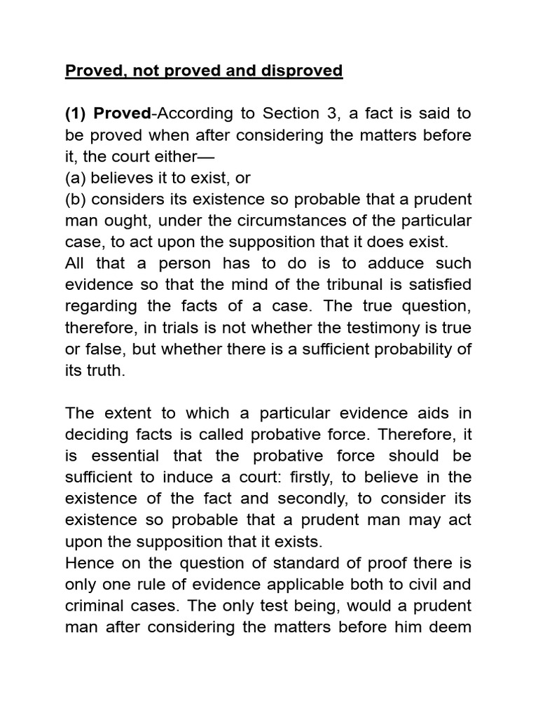 Proved, Not Proved and Disproved (1) Proved-According To Section 3, A ...