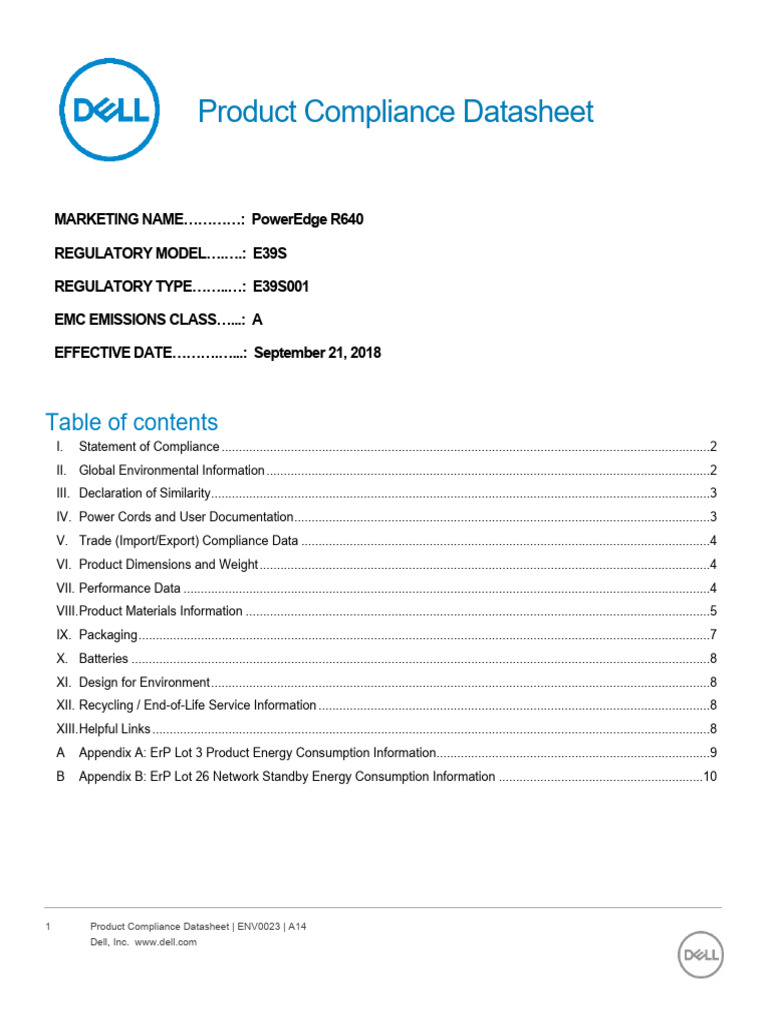 Datasheet Dell EMC PowerEdge OEM R640 XL | PDF