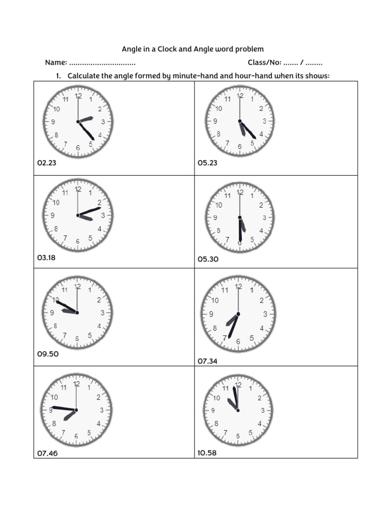 Clock Angles and Angle Problems | PDF