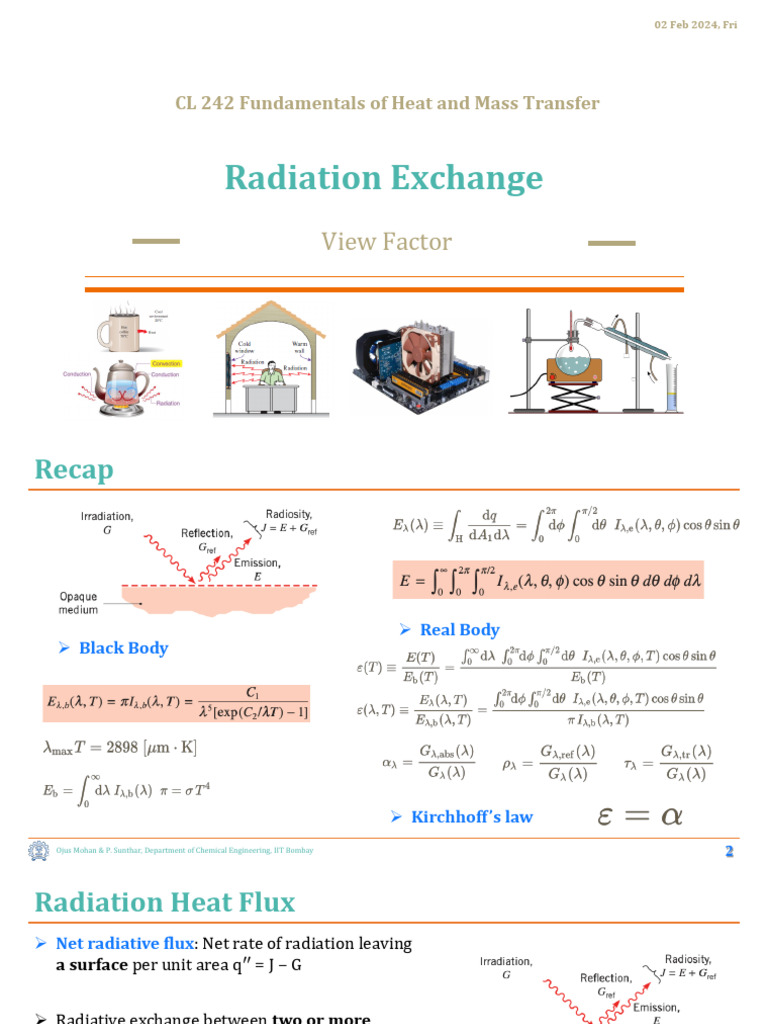 CL242 Slides 9 Radiation Exchange | PDF | Physical Phenomena | Physical ...