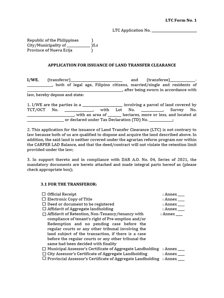 LTC Form No.1 - Application | PDF | Finance & Money Management | Home ...