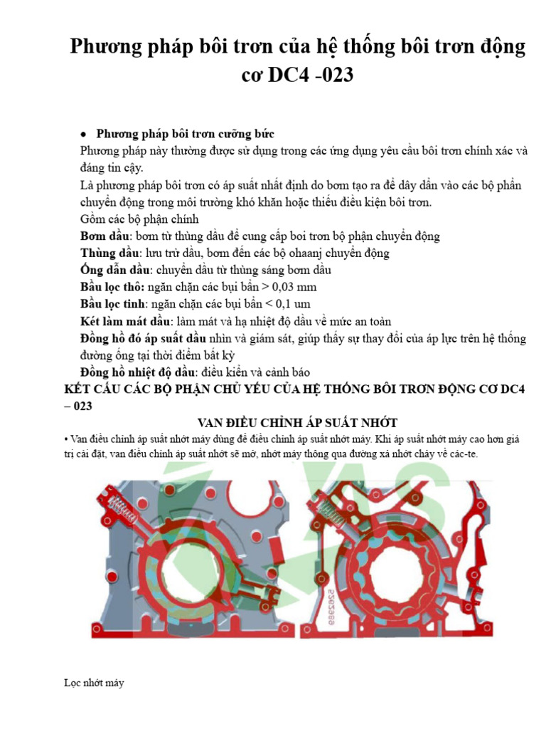 Hệ Thống Bôi Trơn Động cơ DC4-023 | PDF