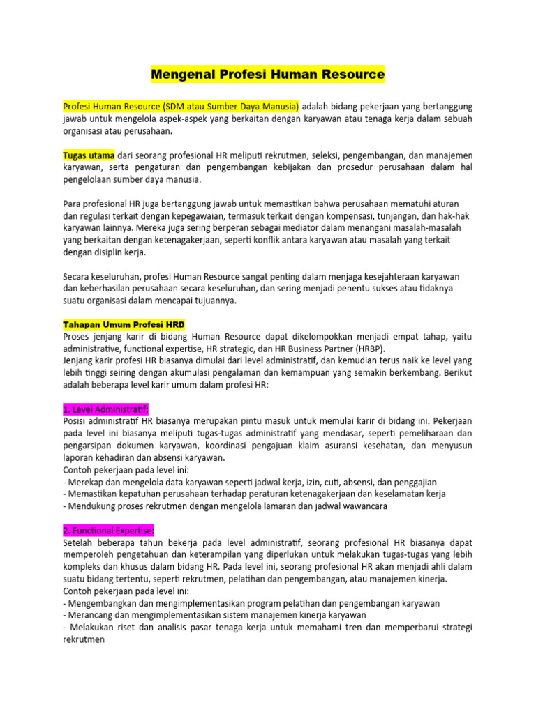 Mengenal Profesi Human Resource | PDF