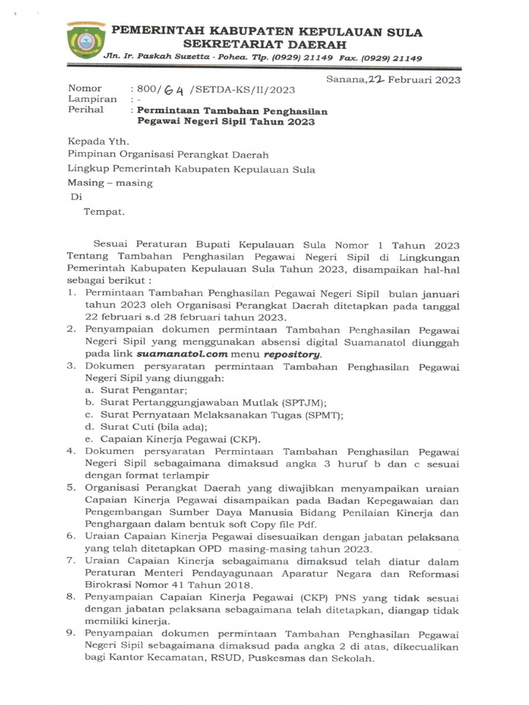 Permintaan TPP Tahun 2023 | PDF