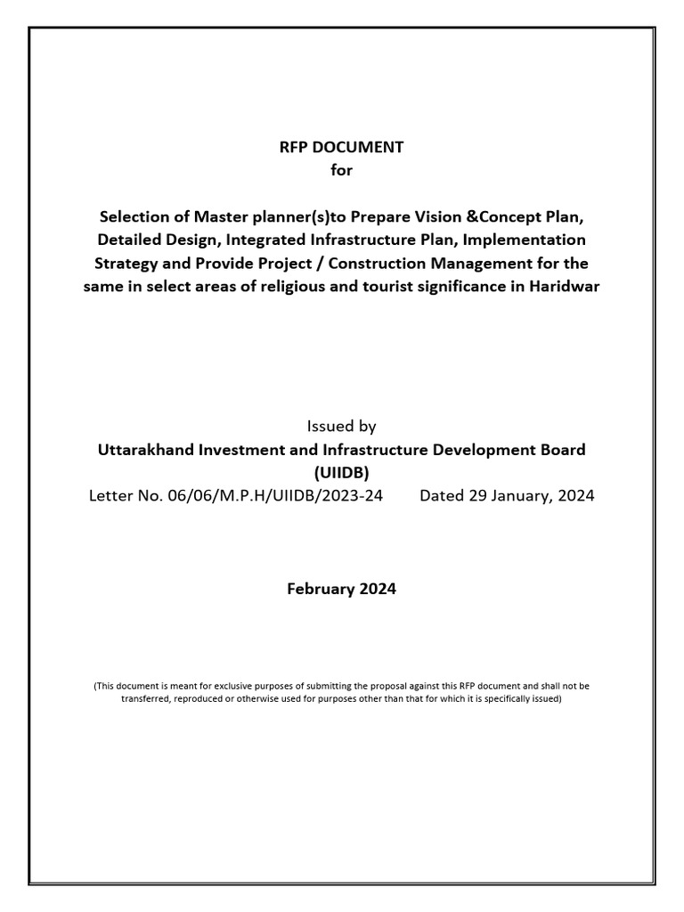 RFP for Master Planning in Haridwar | PDF
