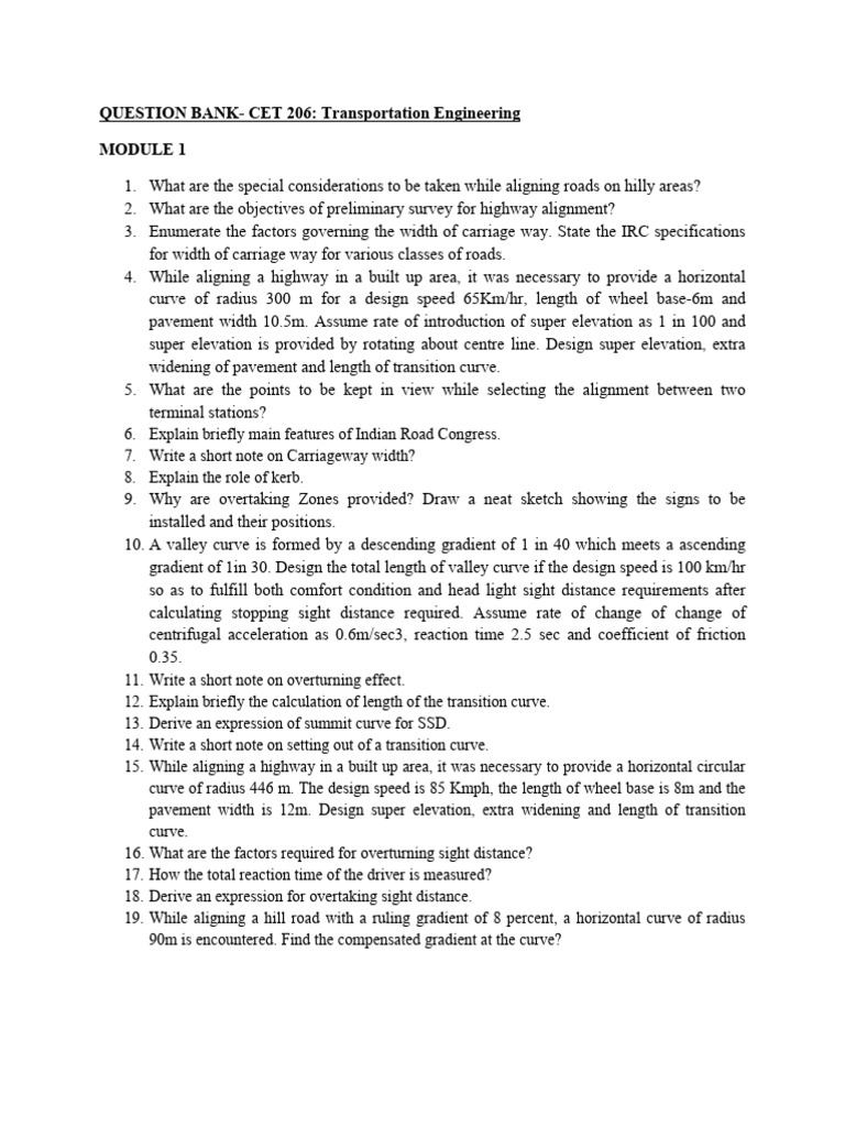 Question Bank | Download Free PDF | Rail Transport | Road