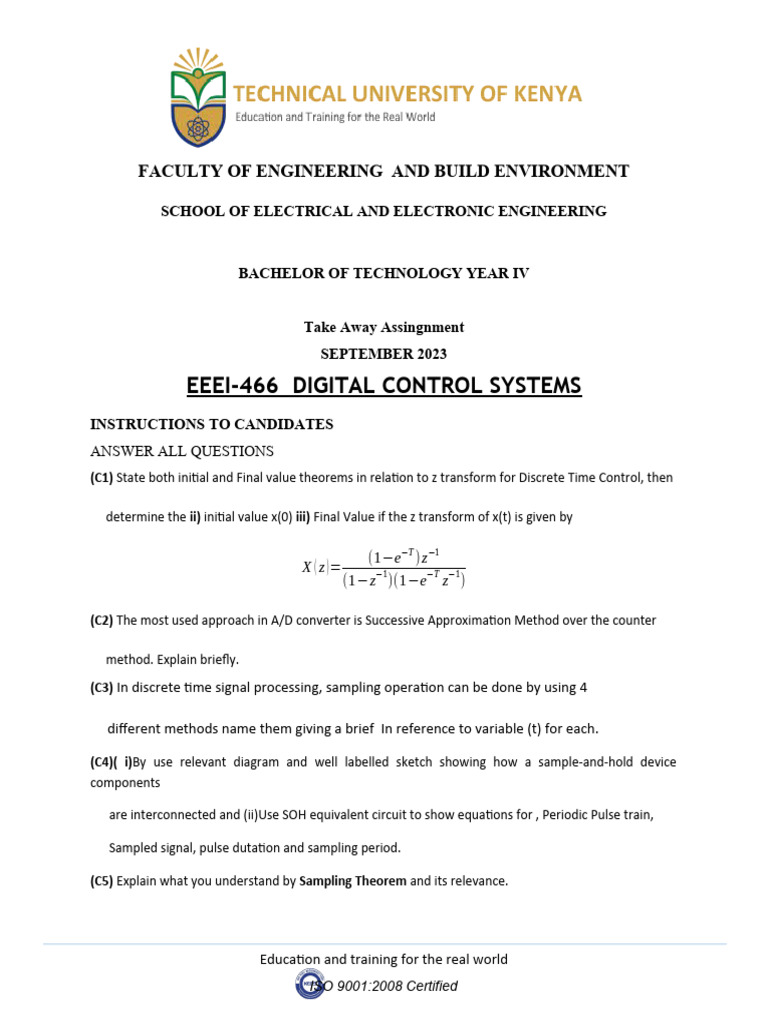 (Tacat) Eeei 466 Digital Control Systems July-Sept (2023) | PDF ...