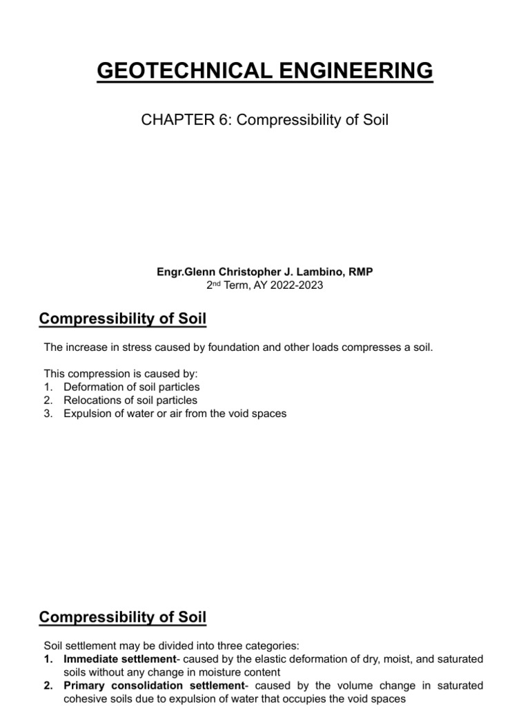 Chapter 6 - Compressibility of Soil | PDF