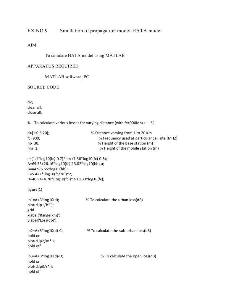 Simulation of Propagation Model-Hata Model | PDF