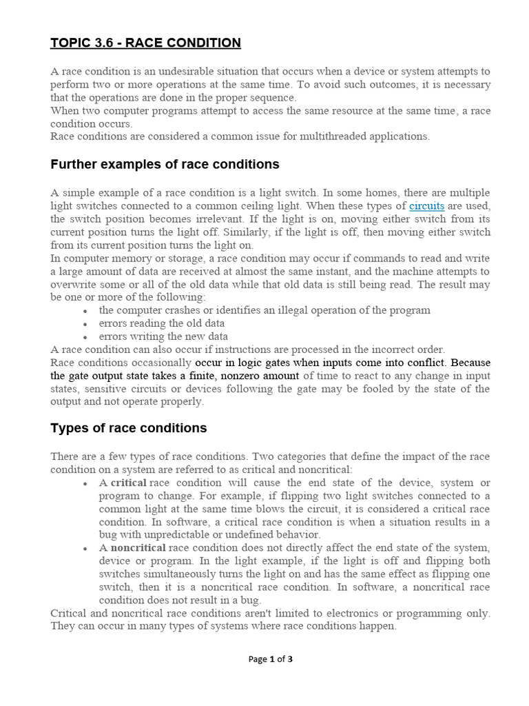 Topic 3.4 Race Hazard Condition | PDF