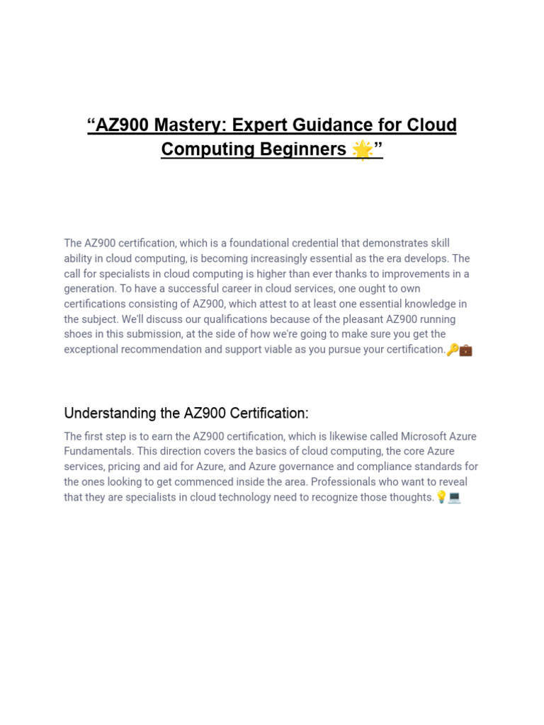 AZ900 Mastery: Expert Guidance For Cloud Computing Beginners ? | PDF | Cloud Computing | Expert