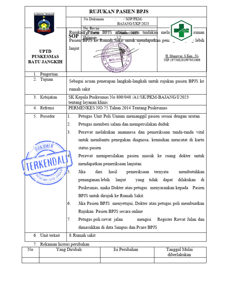 Sop Rujukan Bpjs Fix | PDF
