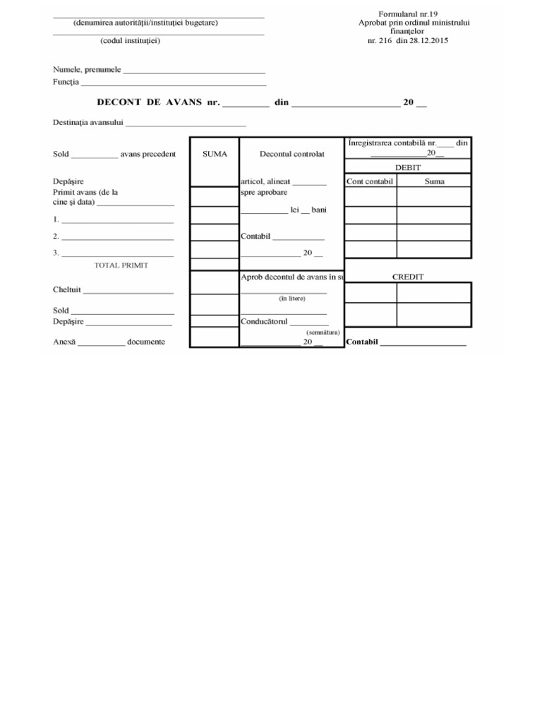 Decont de Avans | PDF