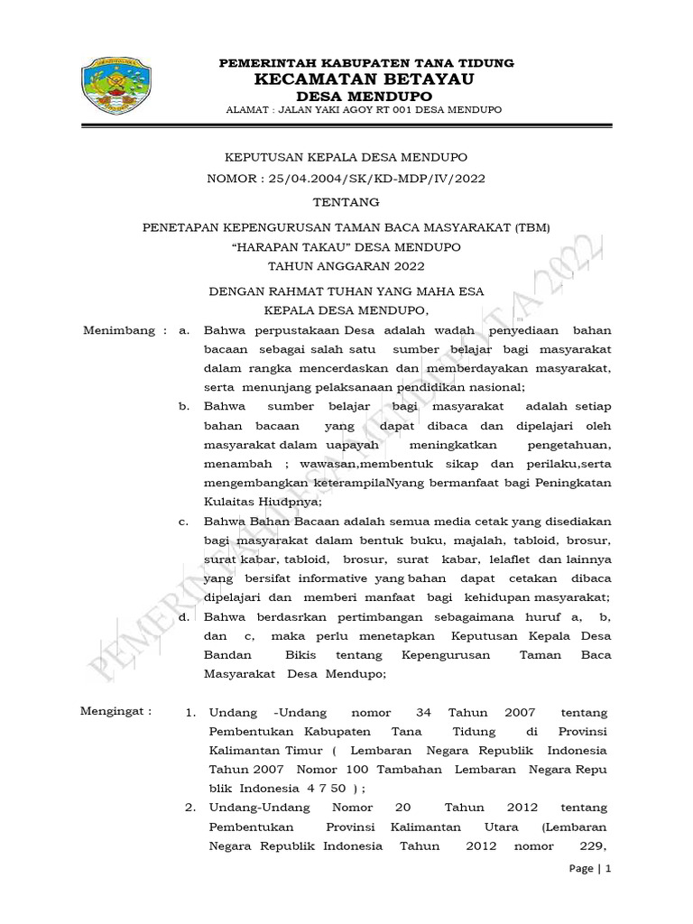 25 SK TBM - MENDUPO - 2022 - APRIL New 2 | PDF