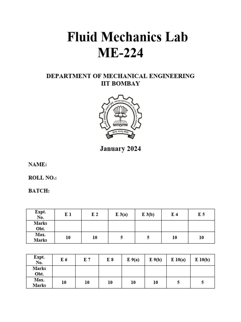 FM Lab Manual - 10th Jan - 2024E1-E5 | PDF