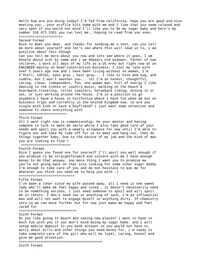 Sugar Daddy Format | PDF