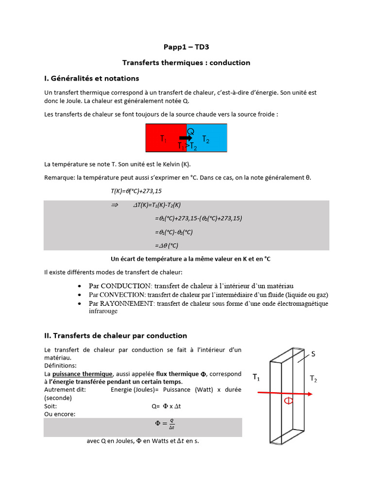 TD3 Transferts Thermiques Par Conduction | PDF
