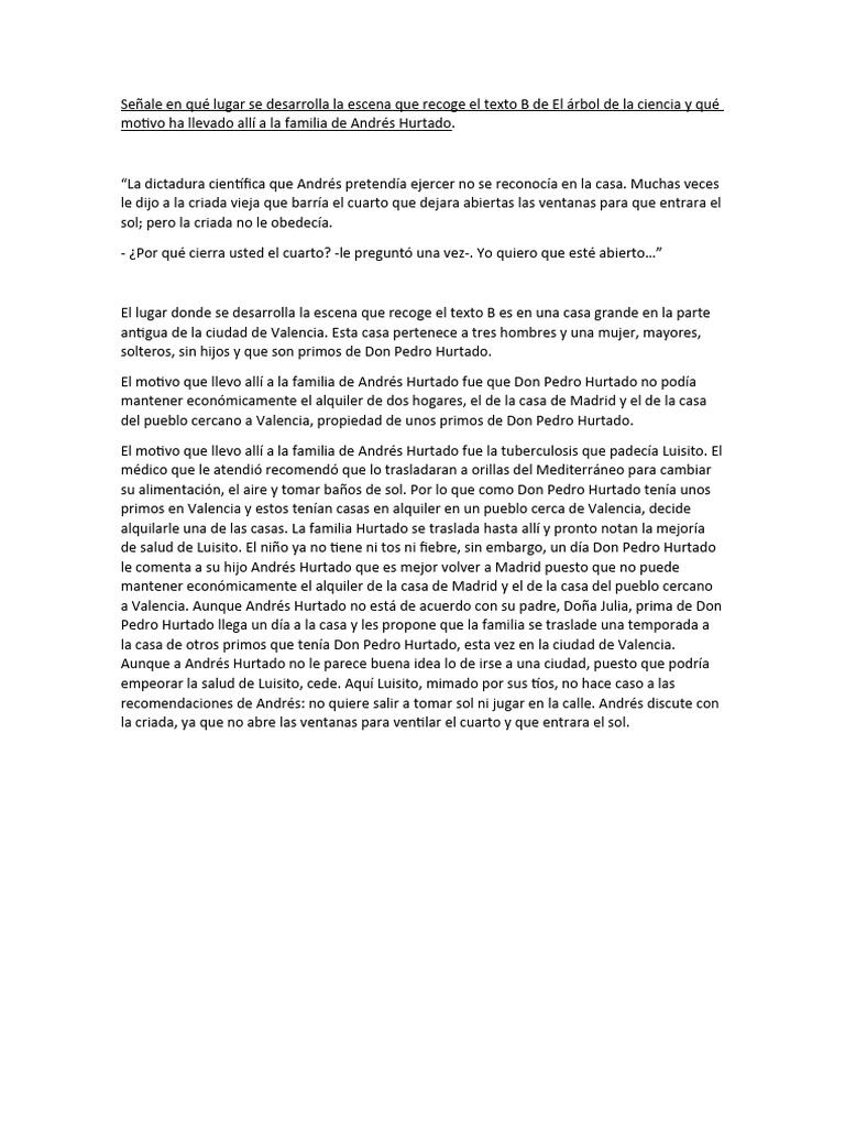Señale en Qué Lugar Se Desarrolla La Escena Que Recoge El Texto B de El ...